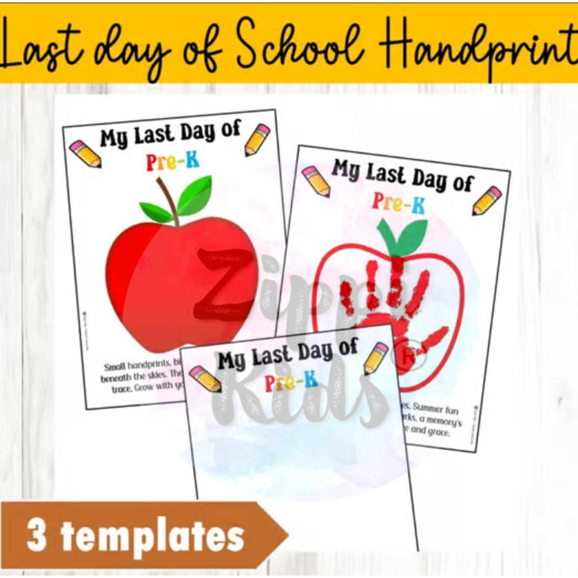 Last Day of School Handprint Poem Keepsake for Prek, Preschool ...