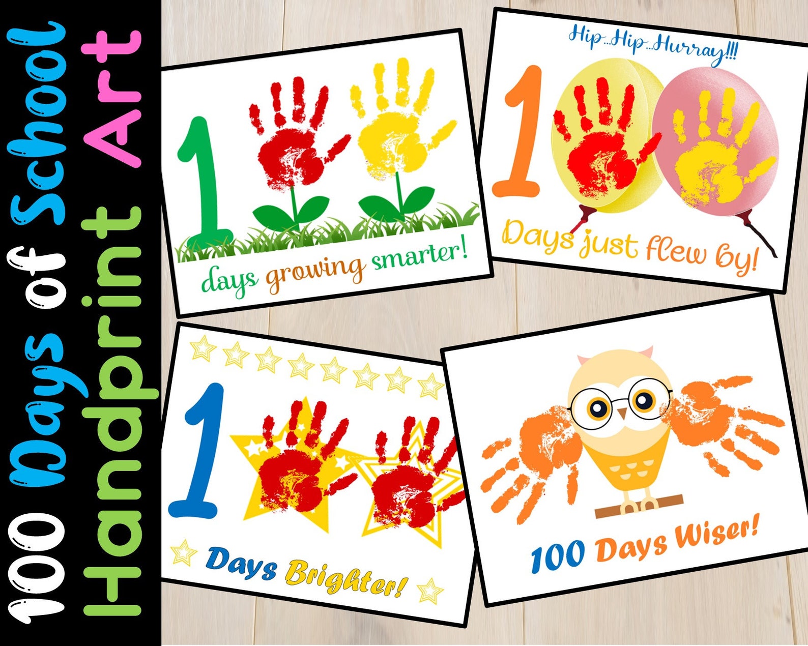 100 Days of School Handprint Art Craft, 100th Day of School Activities ...