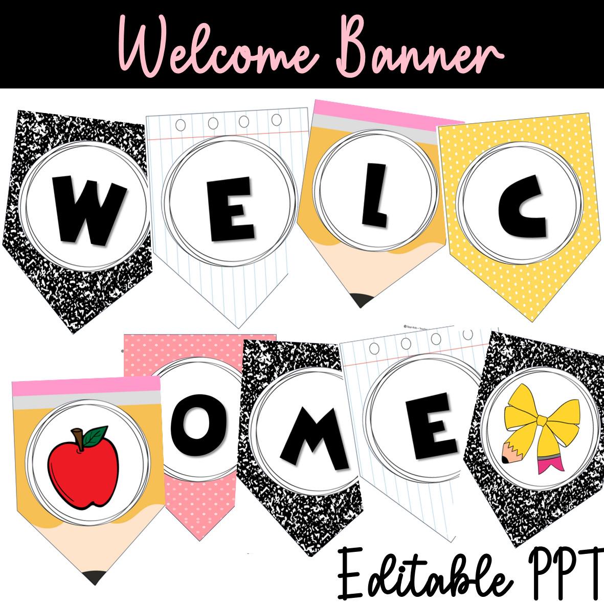 Printable Welcome Back to School Banner, Editable Pencil Bunting ...