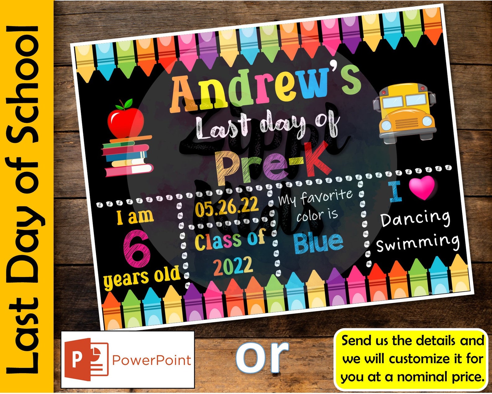 Editable Last Day of Pre-k Sign Template With Memories, Last Day of ...