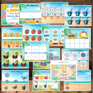 Summer Busy Book Toddler/prek Printable Activities, Kids Learning ...