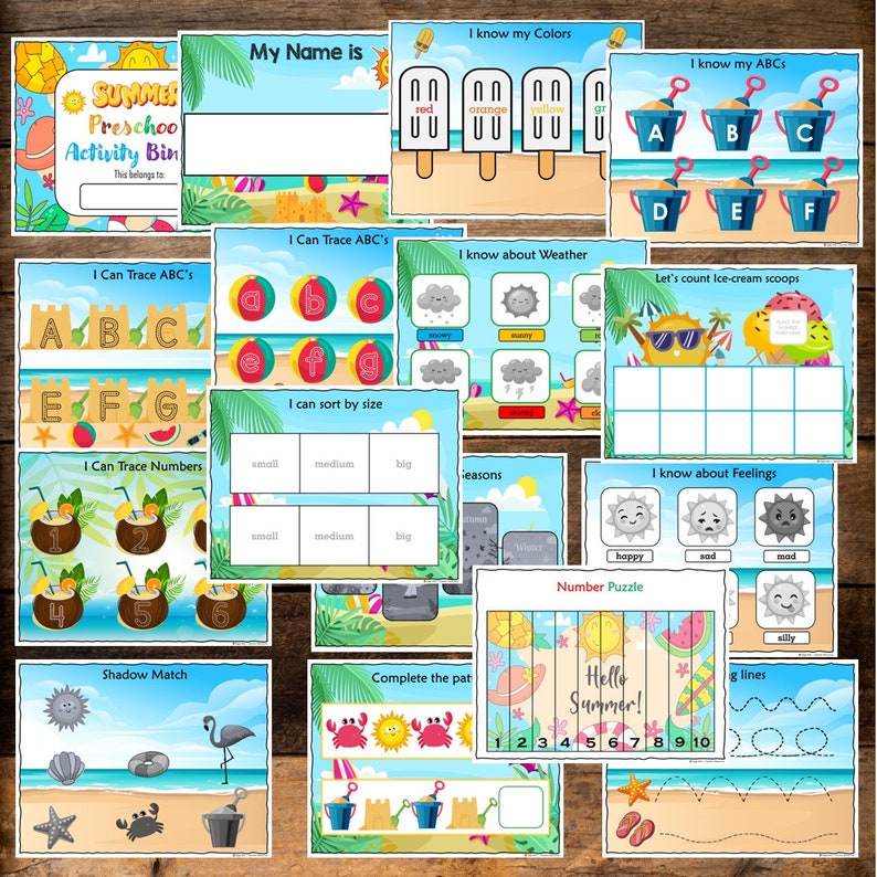 Summer Busy Book Toddler/prek Printable Activities, Kids Learning ...