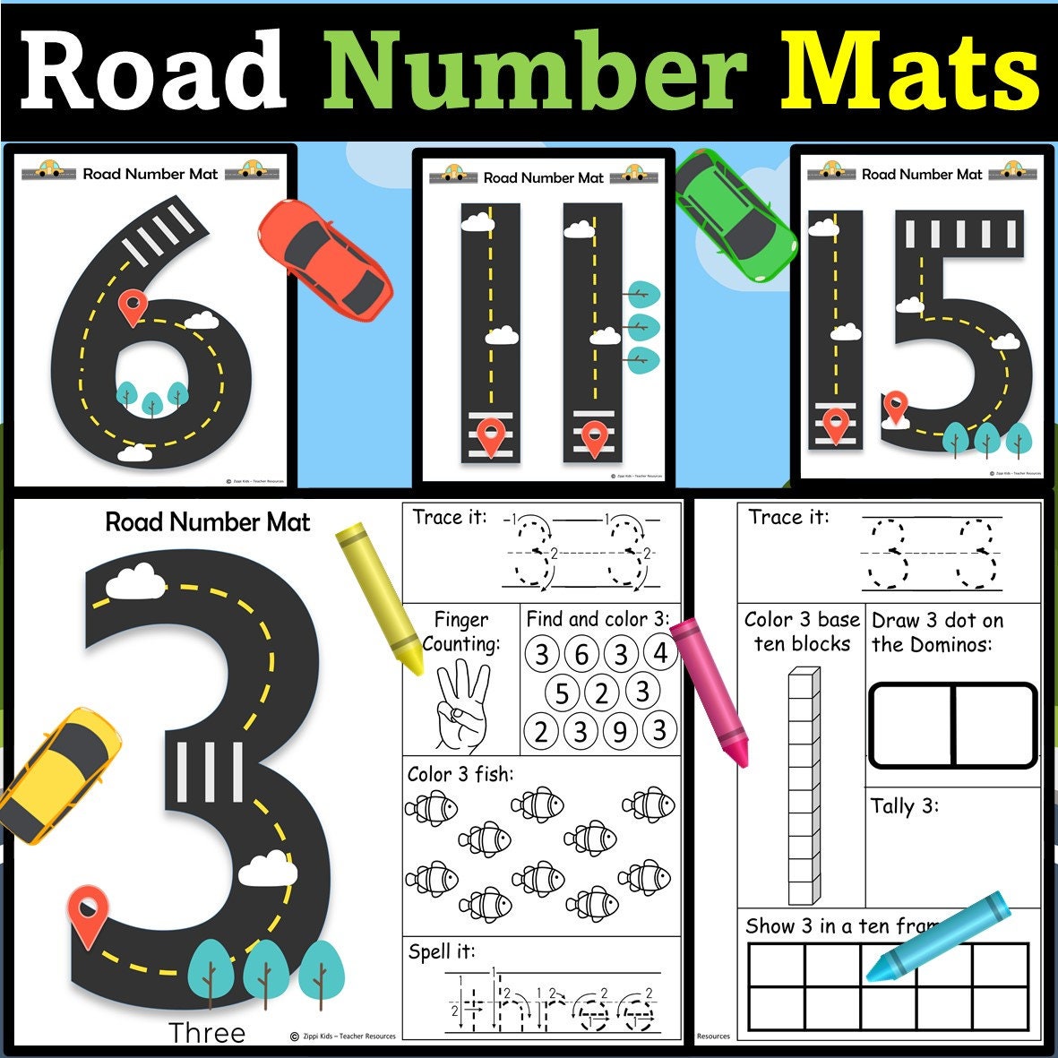 Road Number Tracing Mats (0-20), Trace, Find, Color, Number Activities ...