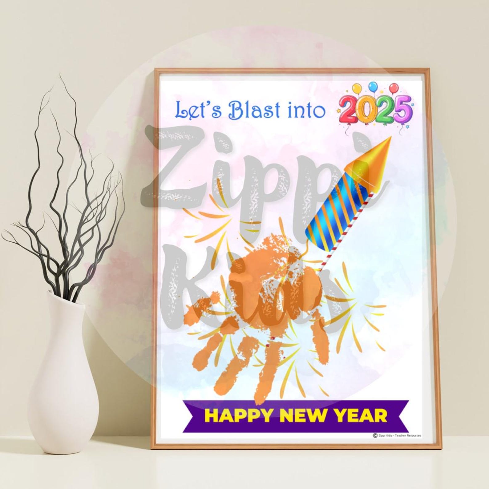New Year 2025 Handprint Keepsake Art Bundle, Craft, Happy New Year ...