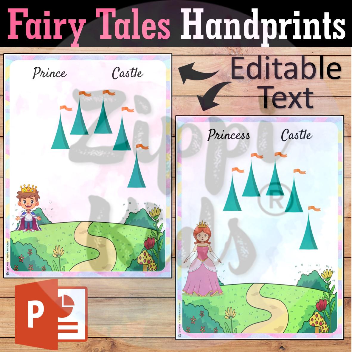 Fairy Tale Handprint Art Crafts, Princess, Unicorn, Dragon (printable ...