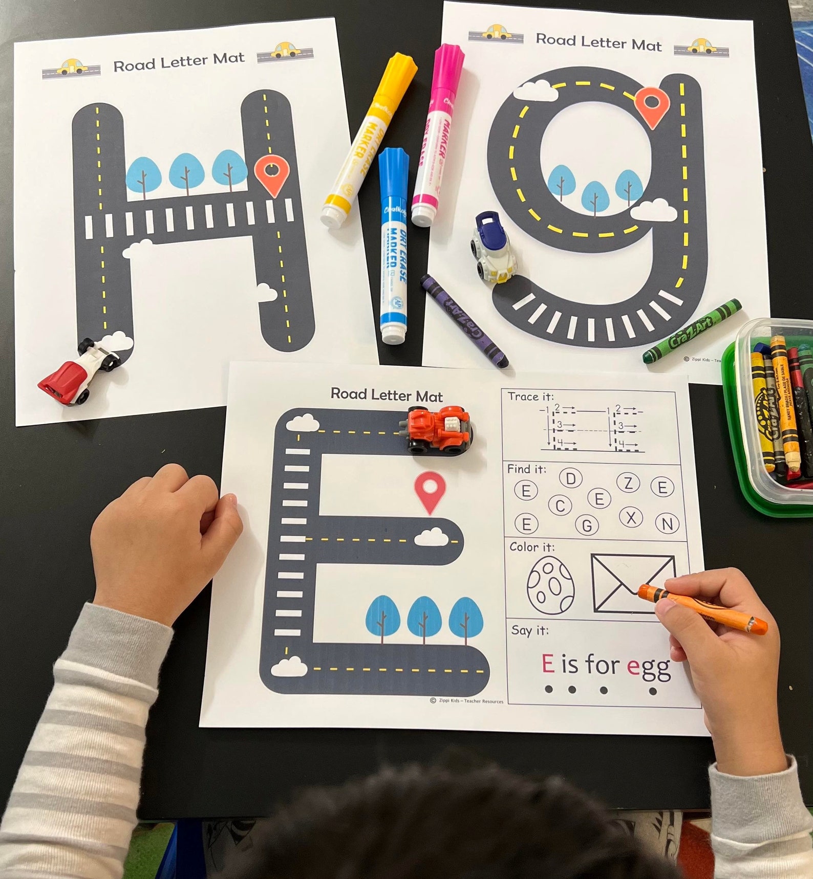 Road Letters, Numbers, Shapes Tracing Mats, Trace, Find, Color ...