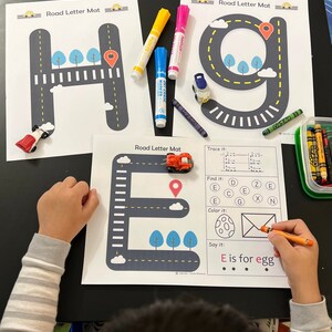 Road Letters, Numbers, Shapes Tracing Mats, Trace, Find, Color ...