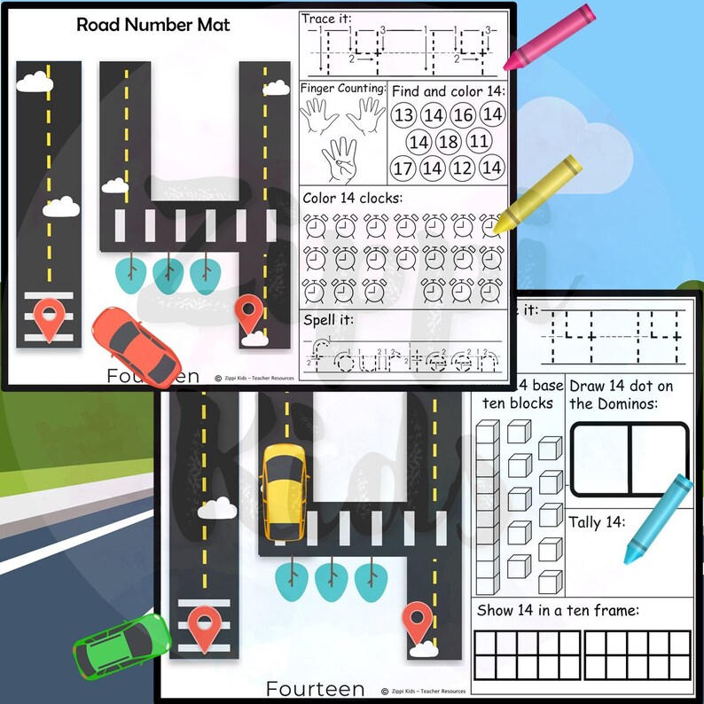 Road Letters, Numbers, Shapes Tracing Mats, Trace, Find, Color ...