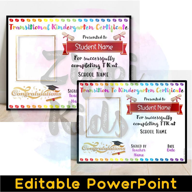 Editable TK Graduation Diploma Certificate, Chalkboard Photo (PPT ...