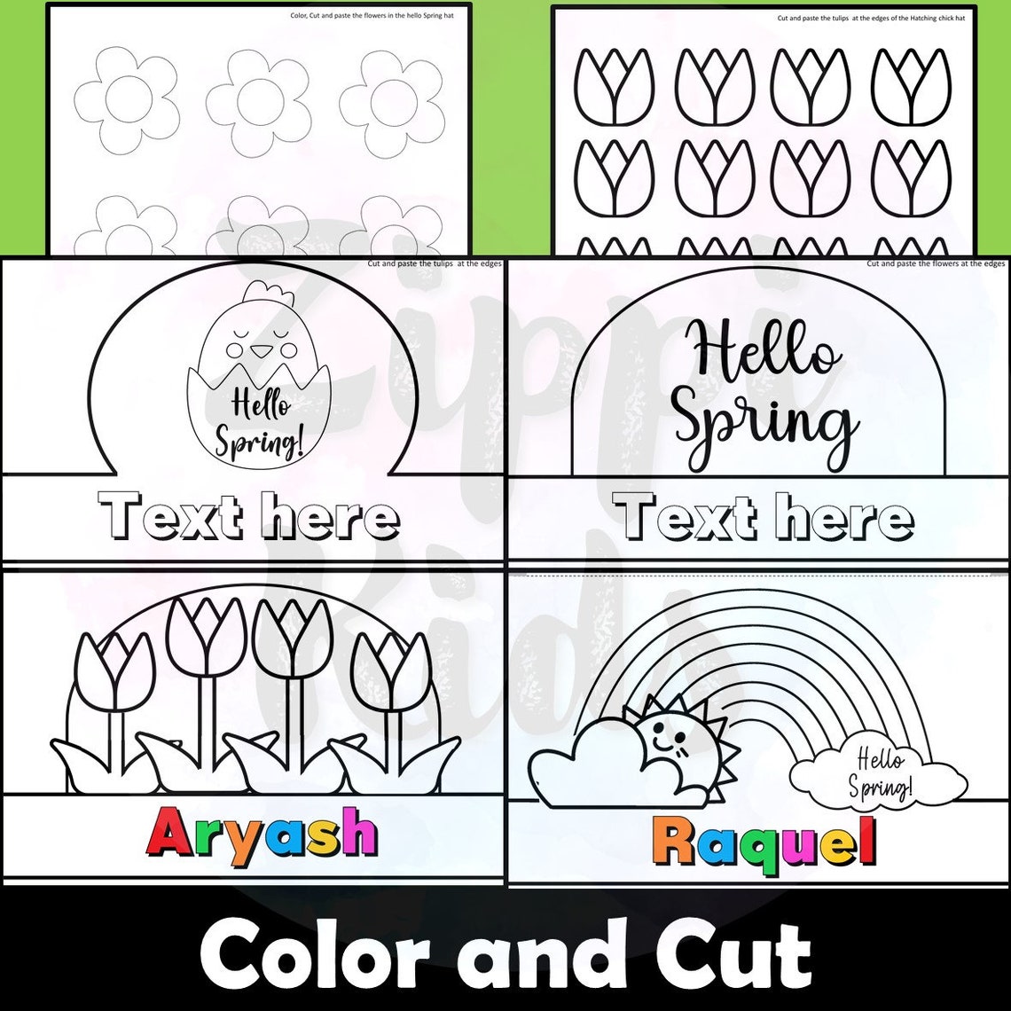 Spring Crown Hat Craft Printable Name Hat Spring Activities - Etsy