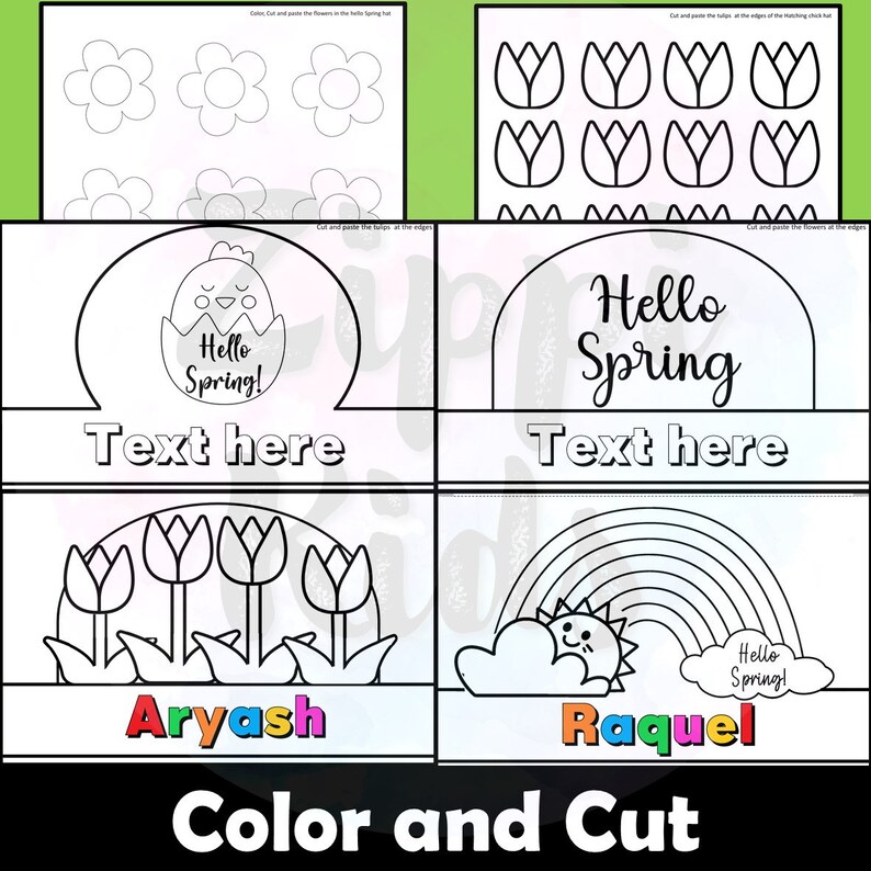 Spring Crown Hat Craft Printable, Name Hat Spring Activities, Name ...