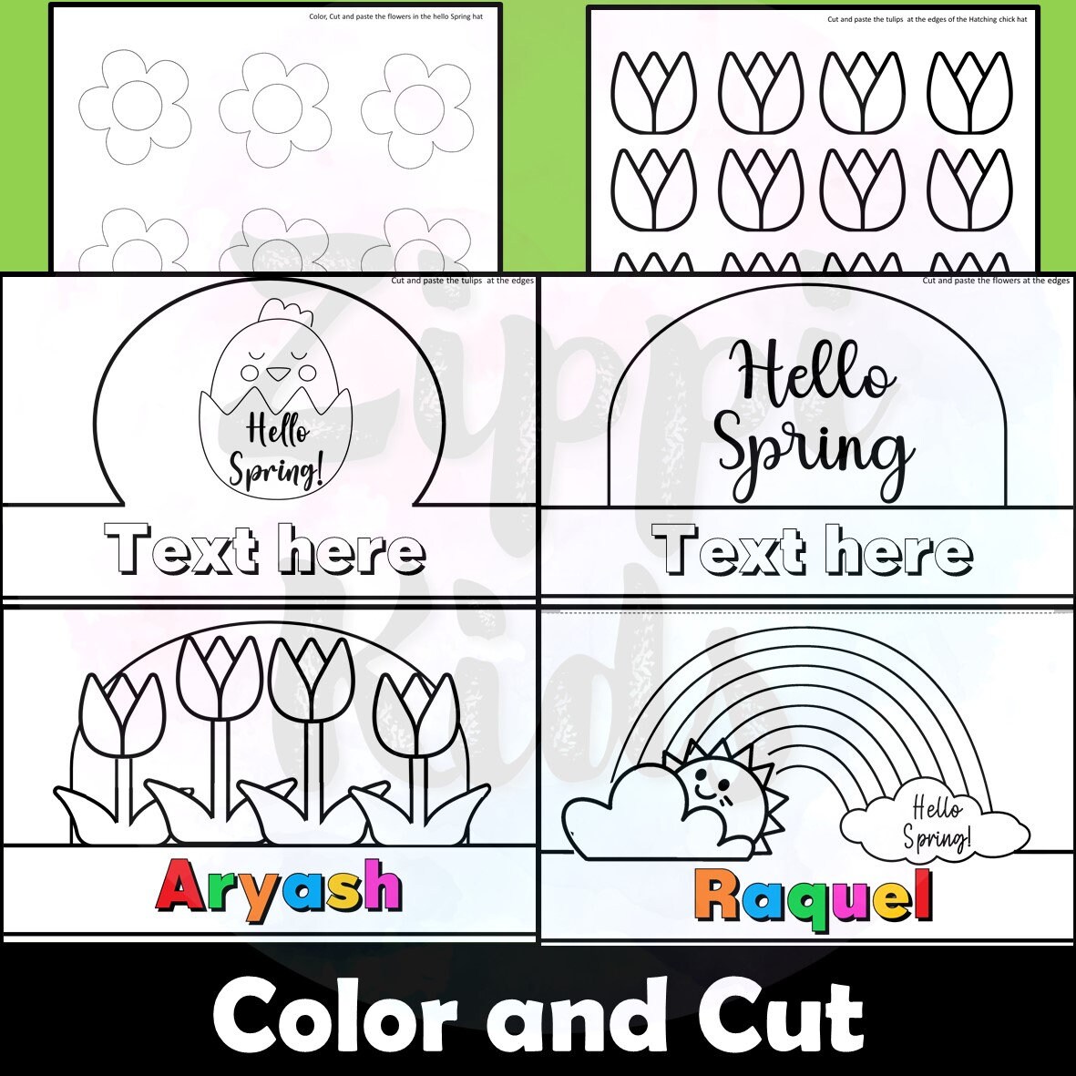 Spring Crown Hat Craft Printable, Name Hat Spring Activities, Name ...