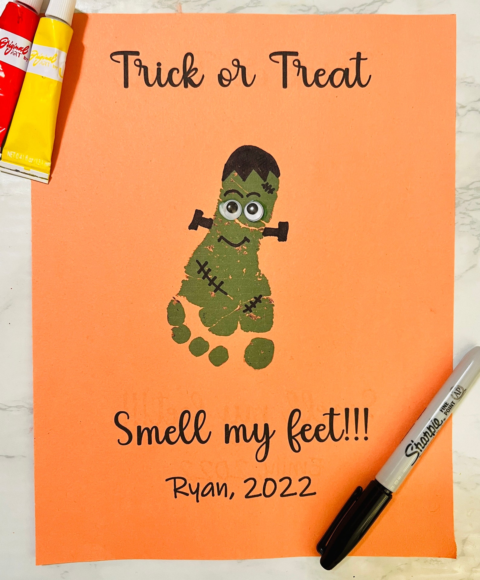 Halloween Footprint Keepsake Art, Baby First Halloween Footprint ...