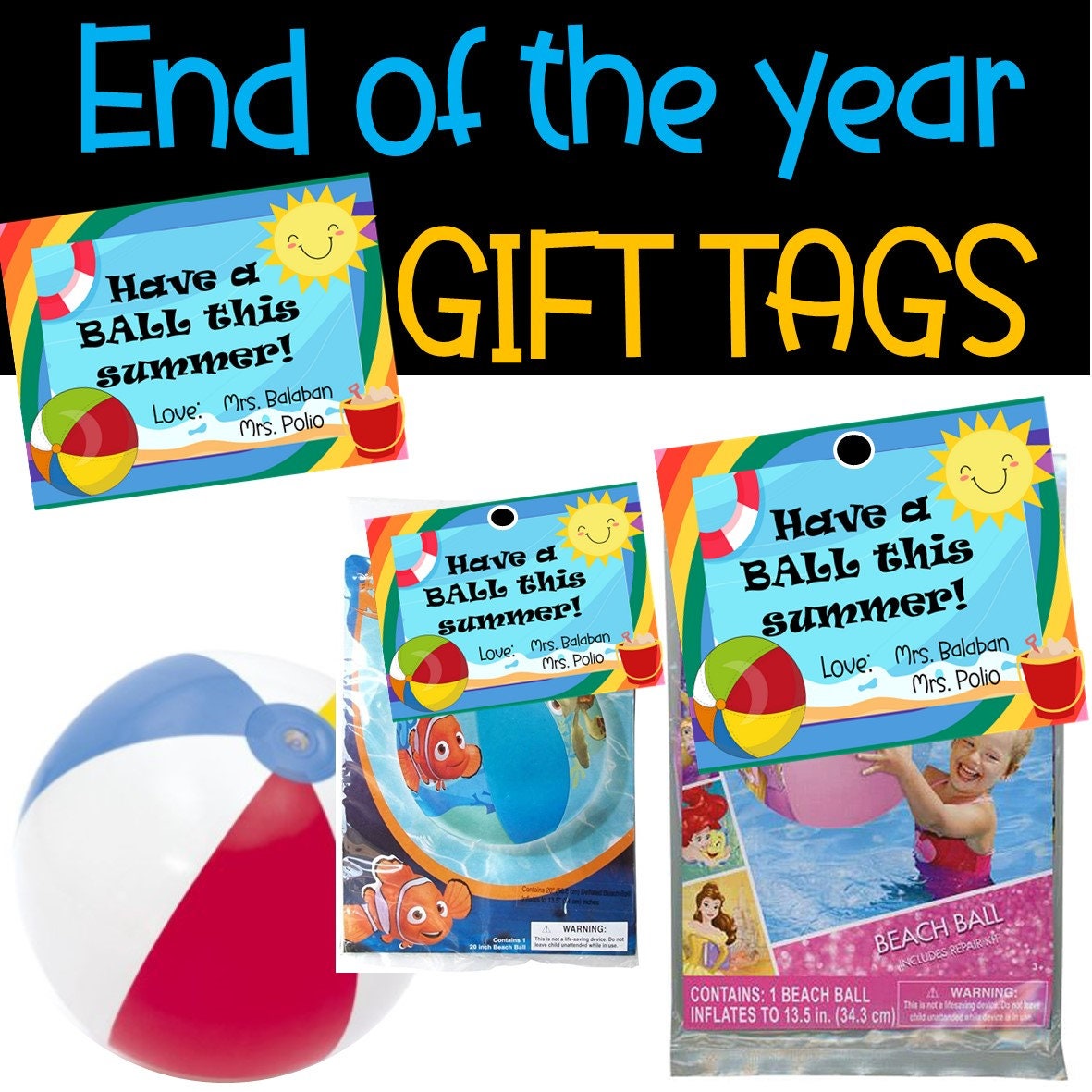End of the Year Gift Tags & Gift Ideas, Summer Gift Tags #1, Chalk Gift ...
