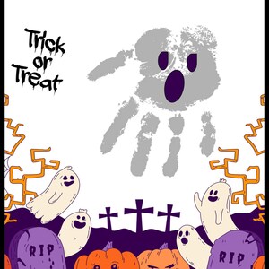 Halloween Handprint Keepsake Art, Halloween Greeting Card, Halloween ...