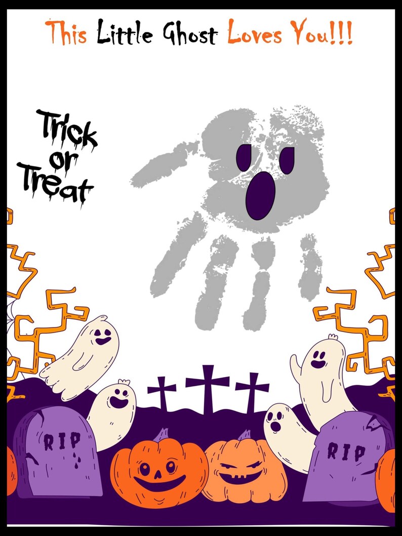 Halloween Handprint Keepsake Art Halloween Greeting Card - Etsy