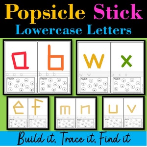 Popsicle Sticks Alphabets, Numbers, Shapes, Visual Discrimination ...