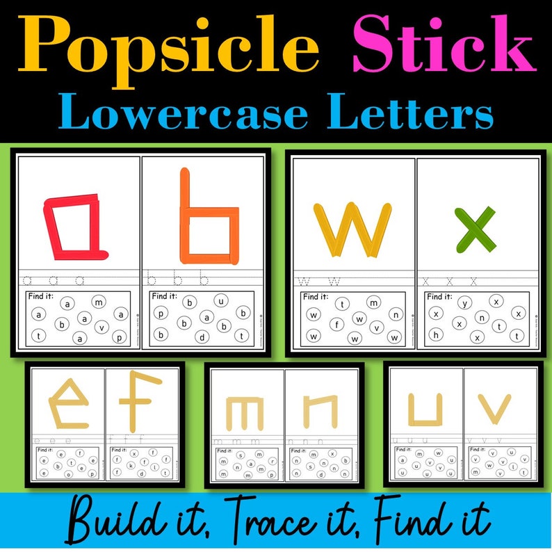 Popsicle Sticks Alphabets, Numbers, Shapes, Visual Discrimination ...