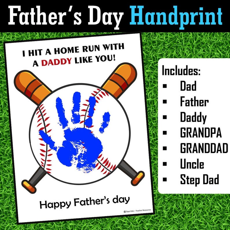 Father's Day Baseball Handprint Keepsake Craft for Sports Lover DAD - Etsy