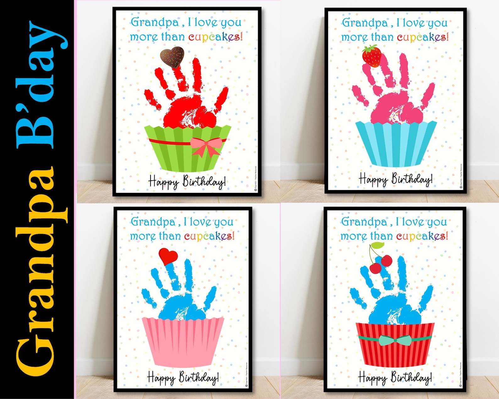 Grandpa Birthday Handprint Card, Happy Birthday Granddad Craft Gift ...