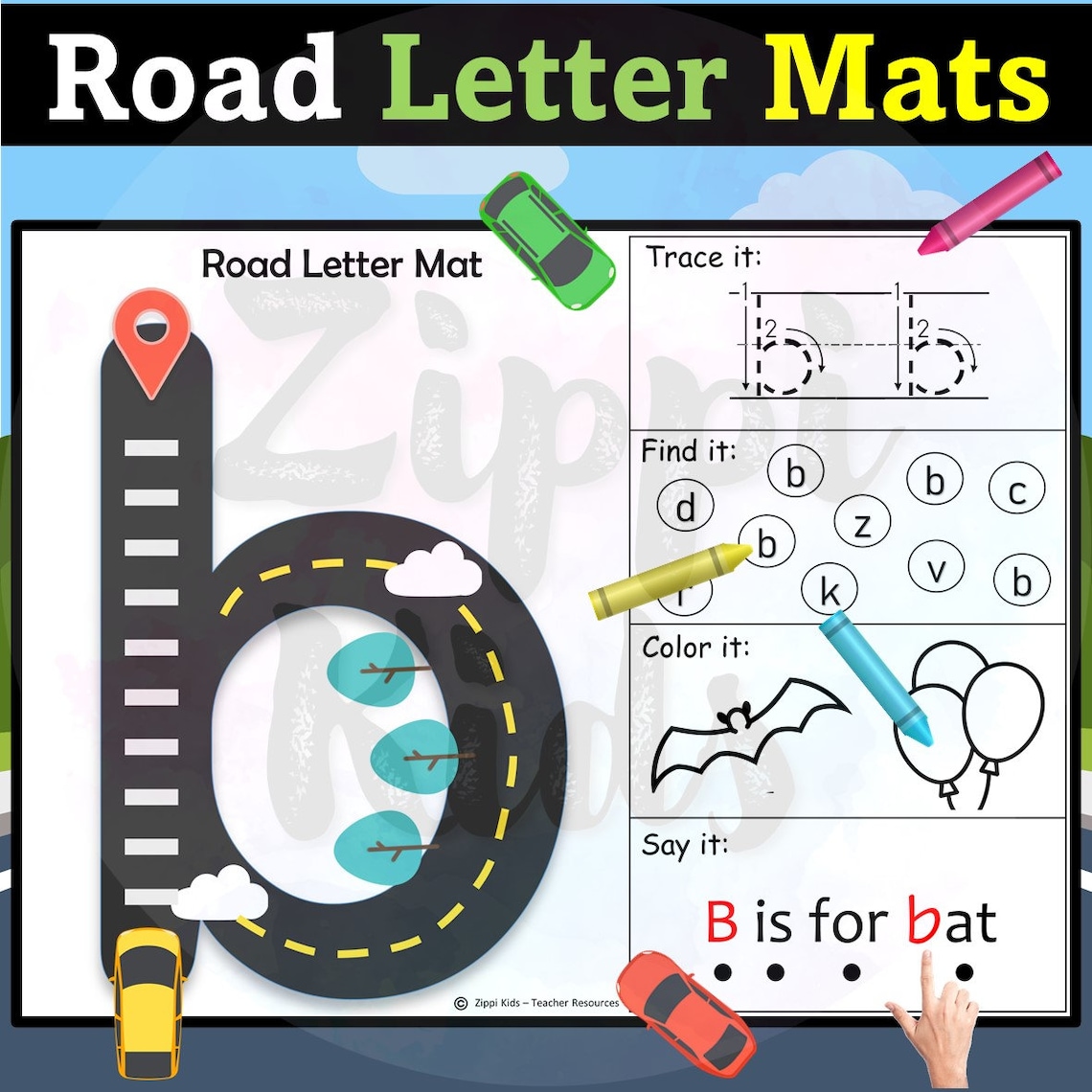 Alphabet Road Letter Tracing Mats, Trace, Find, Color, Alphabet ...