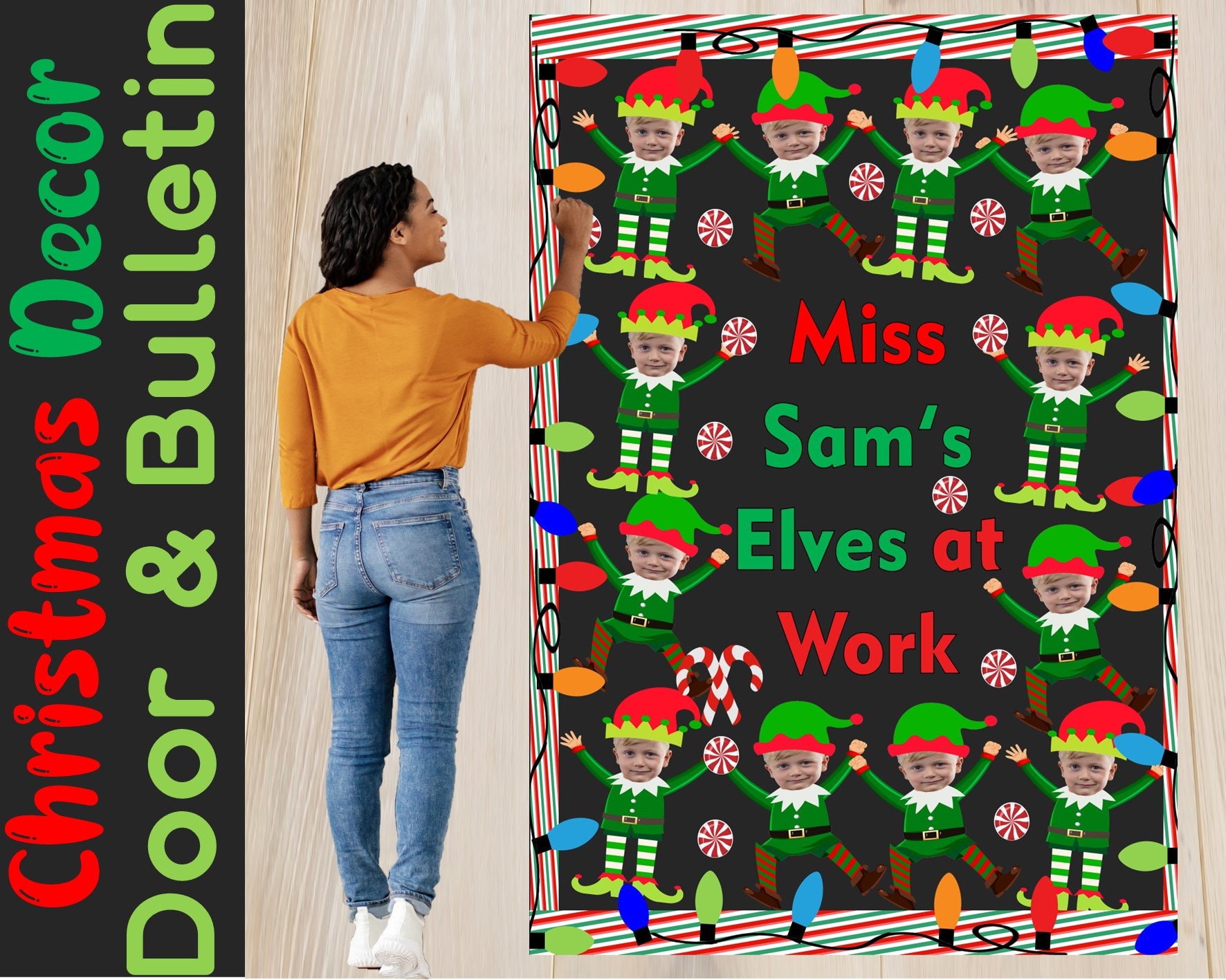 Elf Holiday Door Decor Craft Ideas Activities Christmas Bulletin Board Classroom Decoration