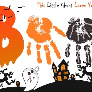 Halloween Handprint Keepsake Art, Halloween Greeting Card, Halloween ...