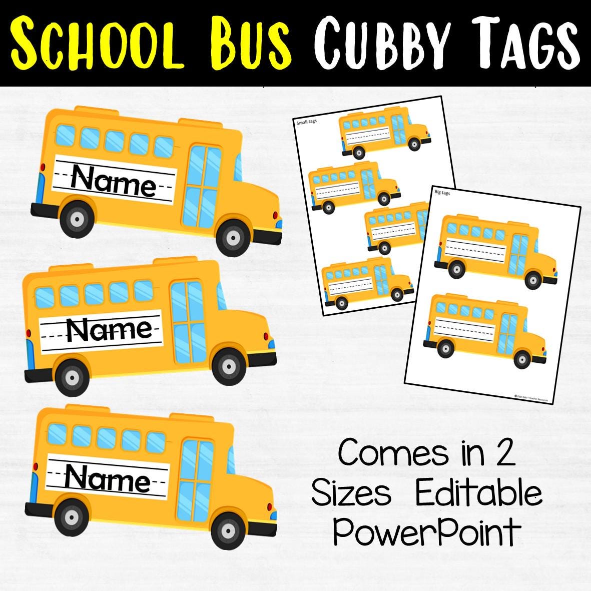 Back to School Student Name Tags & Apple, Pencil, School Bus Editable ...