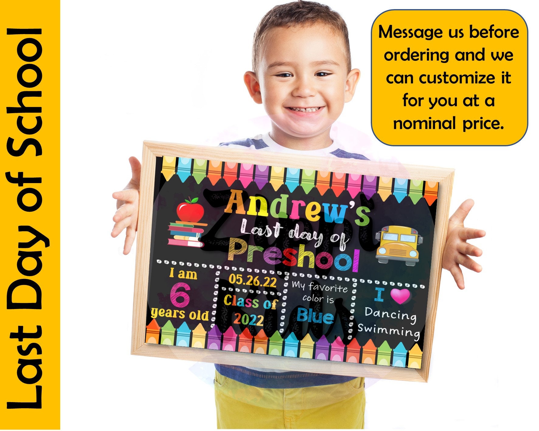 Editable Last Day of Preschool Sign Template With Memories, Last Day of ...