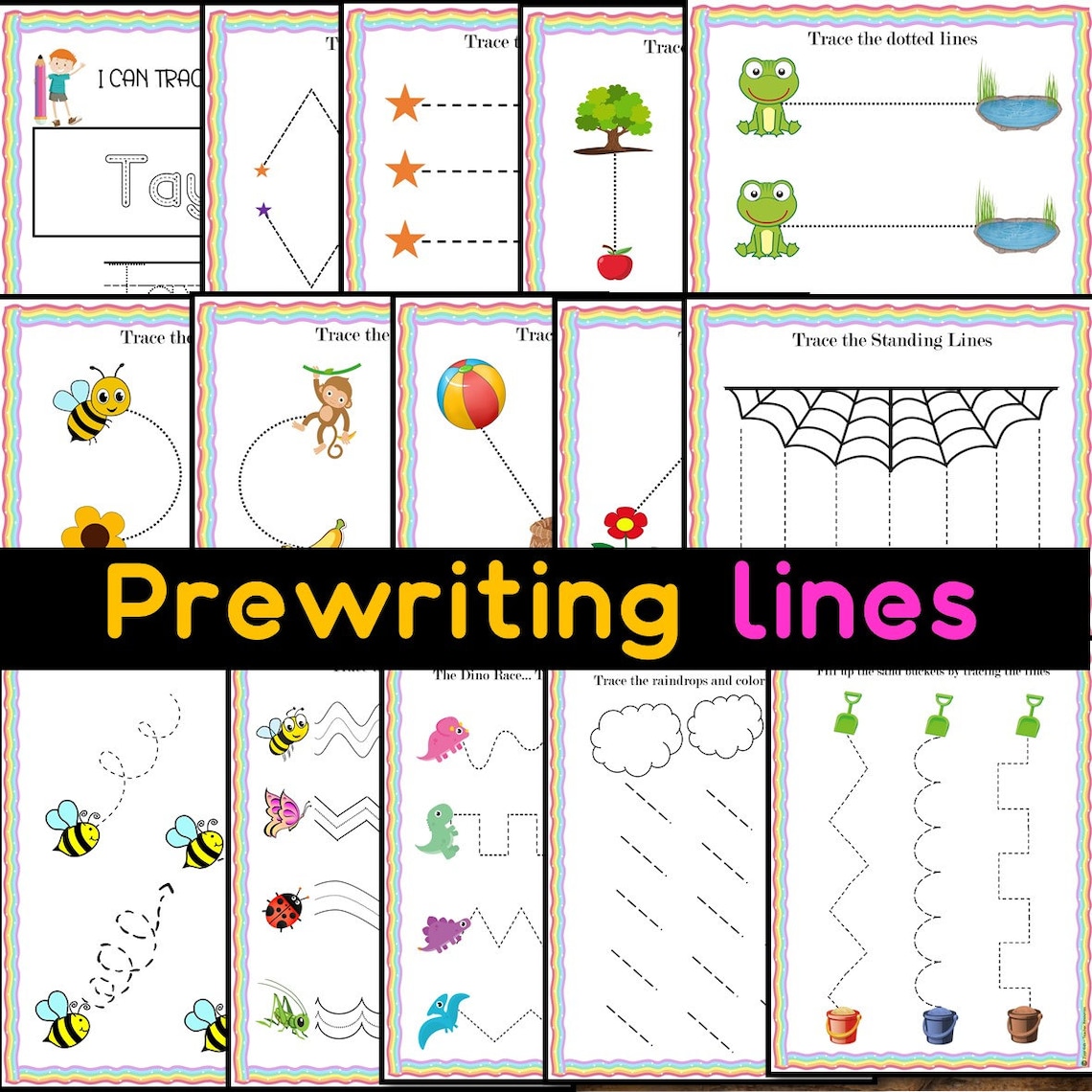 Prewriting Tracing Lines Letters & Numbers Activity Printable - Etsy