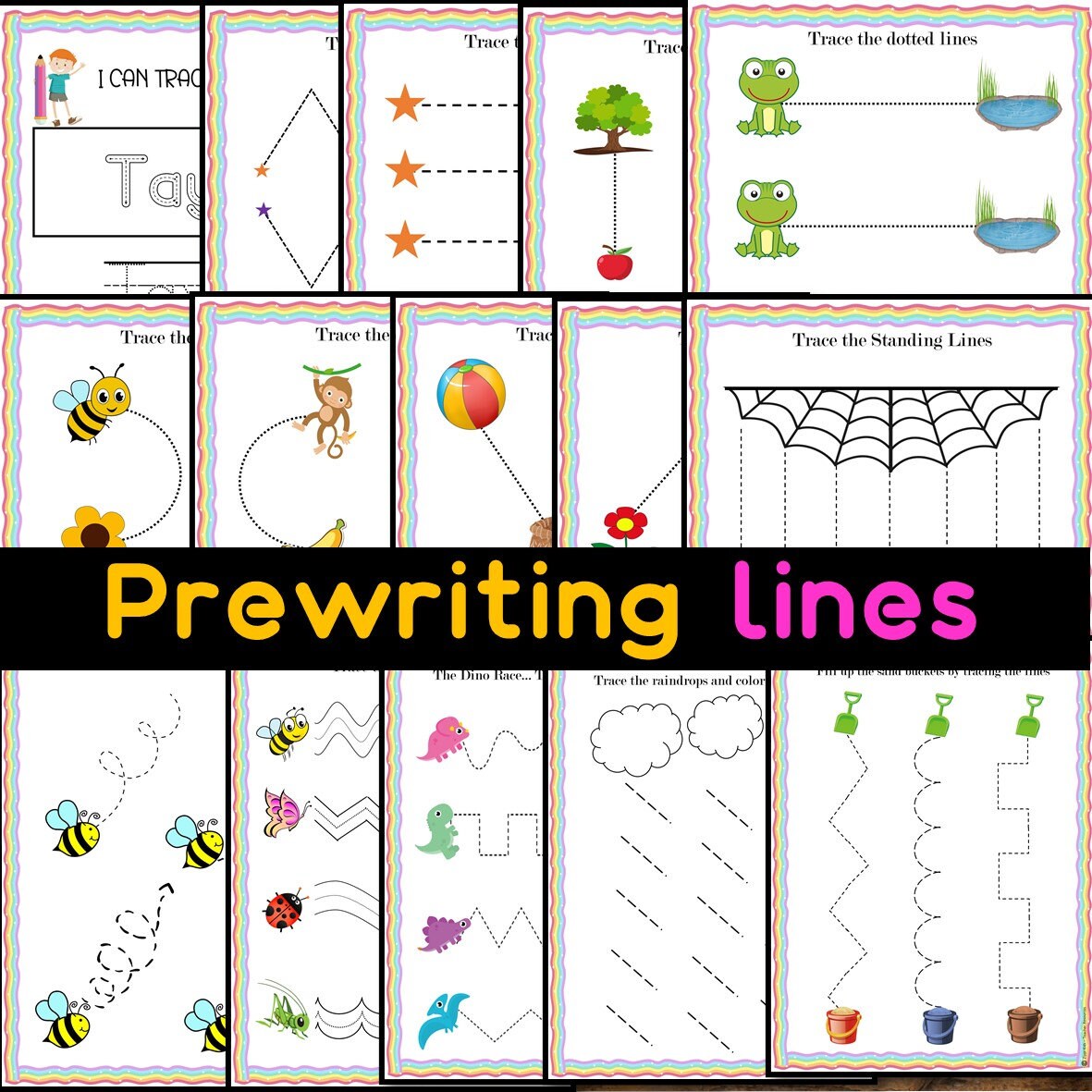 Prewriting Tracing Lines Letters & Numbers Activity Printable - Etsy