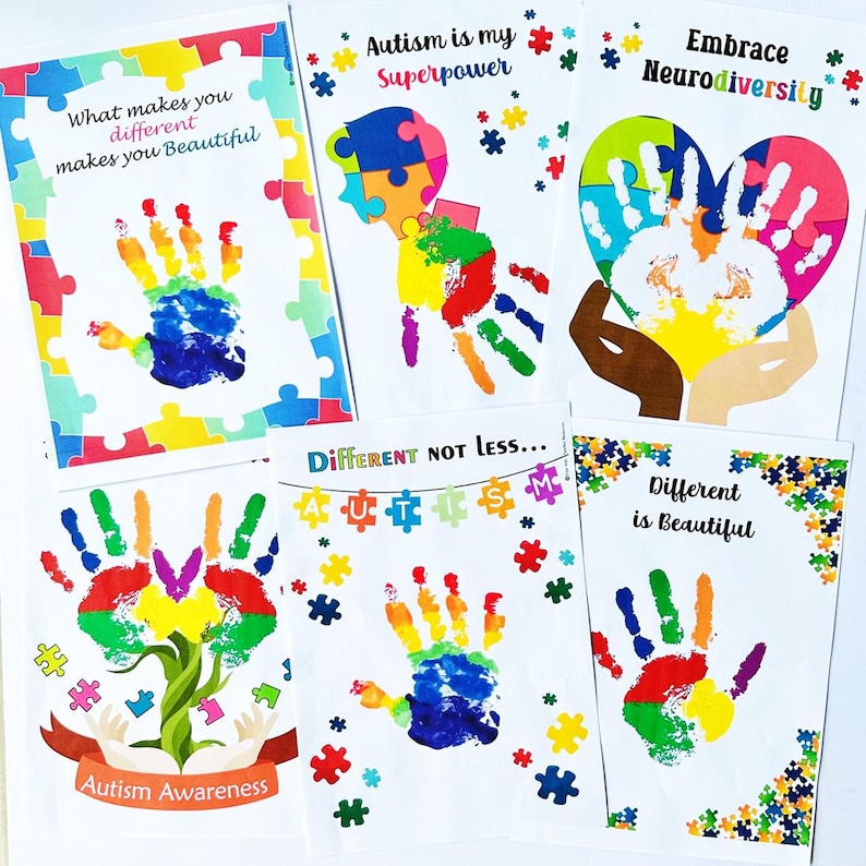 Autism Awareness Handprint Art,keepsake Art, Autism Handprint, Asperger ...