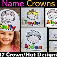Personalized Name Crowns Hats Printable, Coloring Crown, Editable Name ...