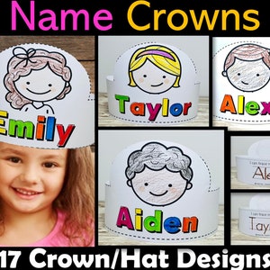 Personalized Name Crowns Hats Printable, Coloring Crown, Editable Name ...