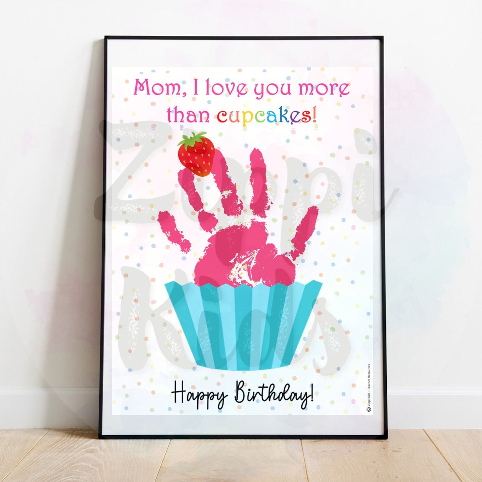 Mom Birthday Handprint Card, Happy Birthday Mum Craft Gift, Printable ...