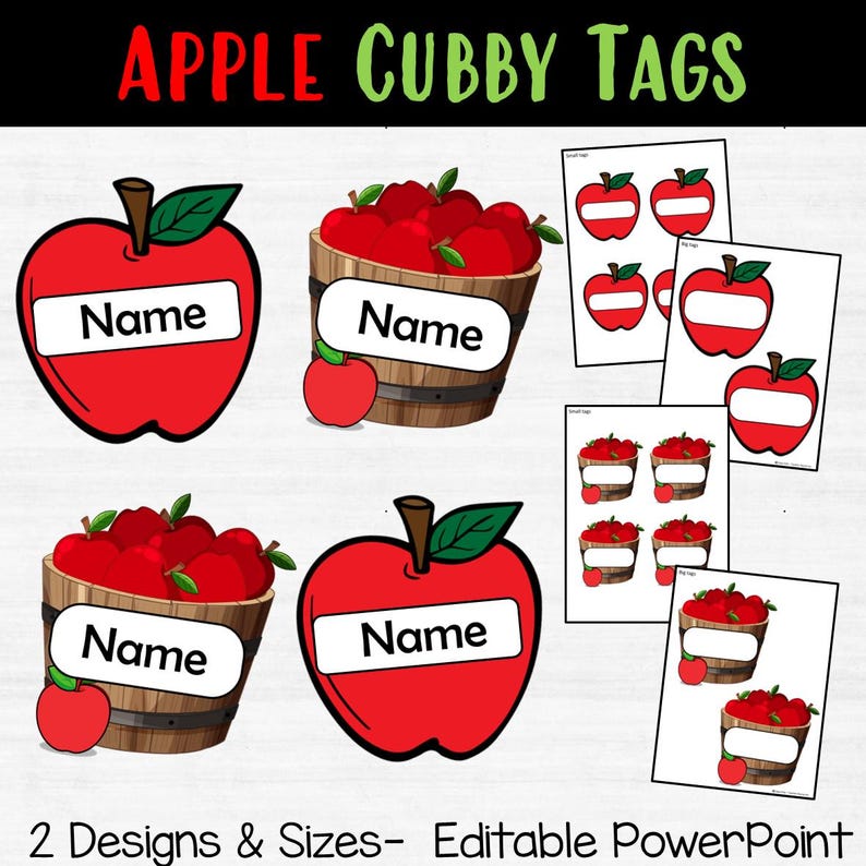 Back to School Student Name Tags & Apple, Pencil, School Bus Editable ...