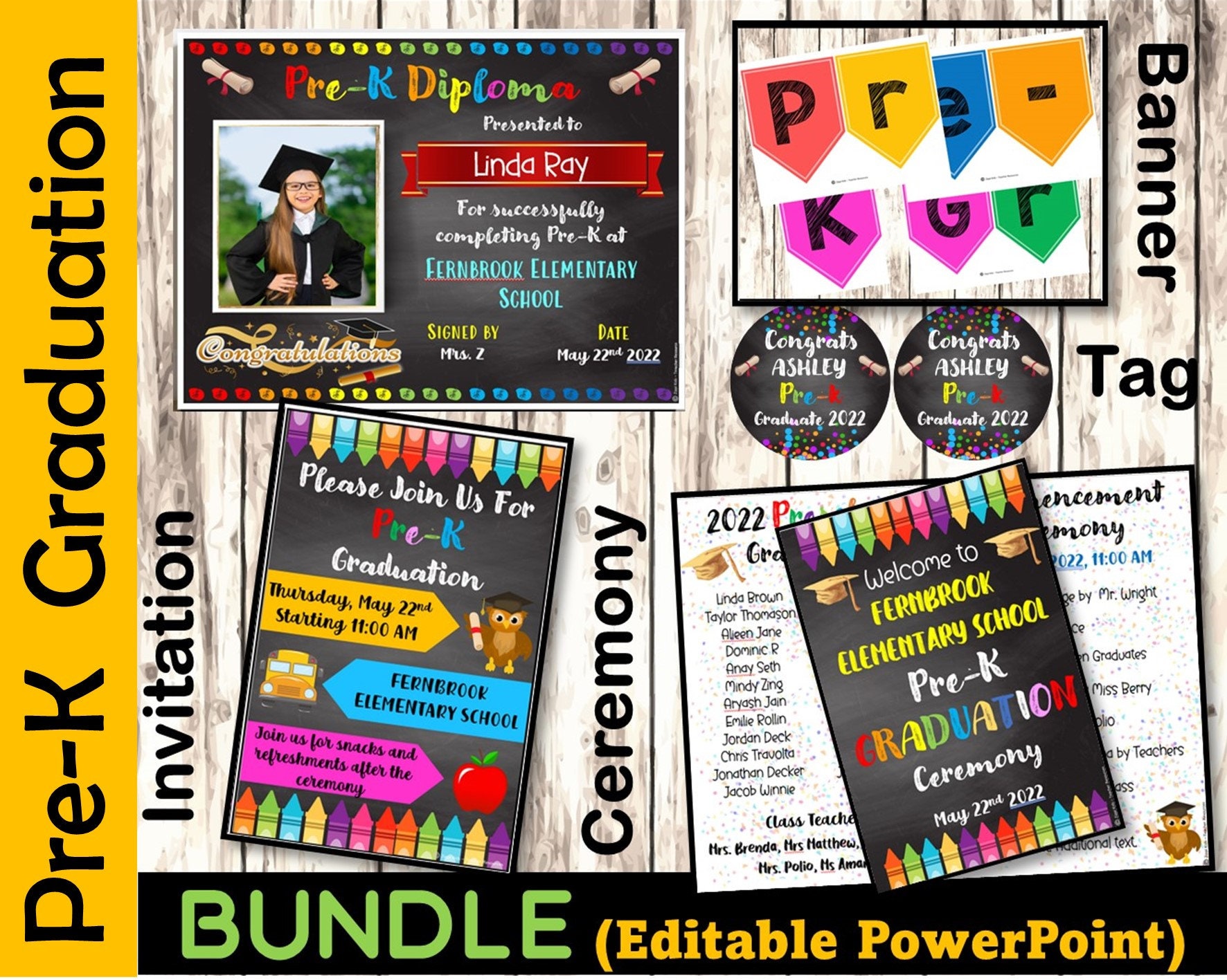 Pre-k Graduation Ceremony Set Editable Diploma Ceremony - Etsy