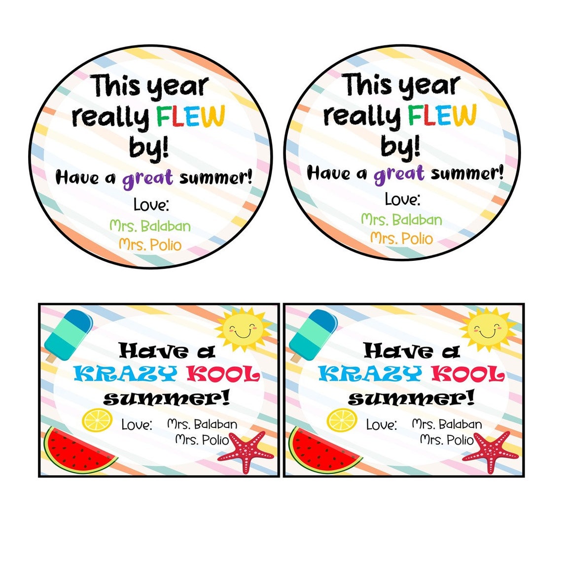 End of the Year Gift Tags & Gift Ideas, Summer Gift Tags #1, Chalk Gift ...