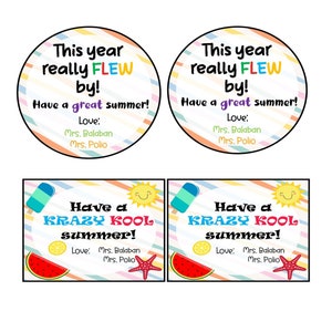 End of the Year Gift Tags & Gift Ideas, Summer Gift Tags #1, Chalk Gift ...