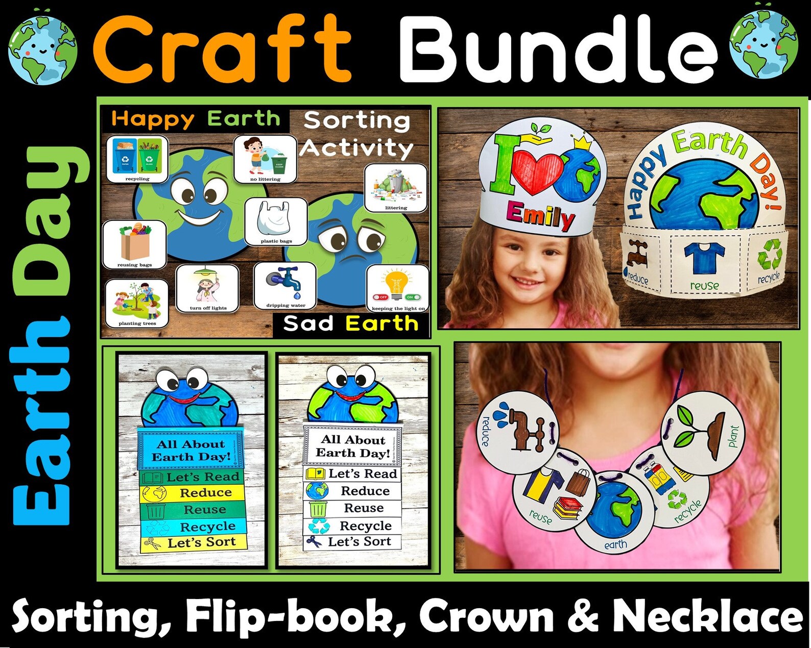 Earth Day Craft Activities Printable Bundle, Earth Day Flip-book, Earth ...