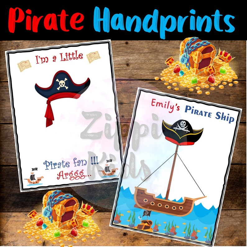 Pirate Handprint Art Craft, Pirate Ship Activities, Pirate Card ...