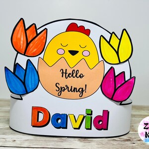 Spring Crown Hat Craft Printable, Name Hat Spring Activities, Name ...