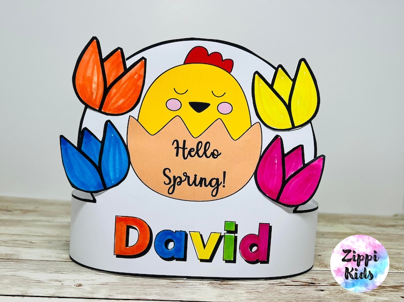 Spring Crown Hat Craft Printable, Name Hat Spring Activities, Name ...