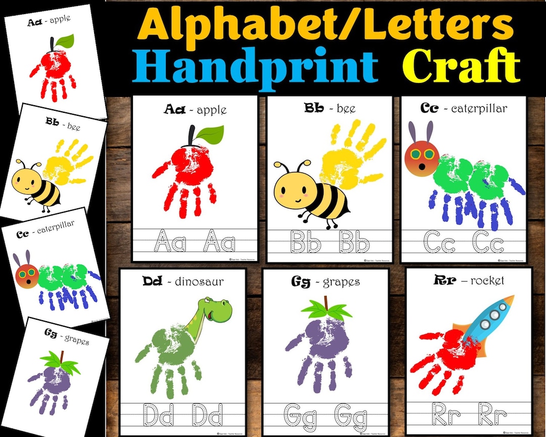 Alphabet Handprint Art Craft Book, Aa- Zz Letter Handprint Memory Book ...