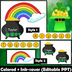 Pot of Gold Name Craft, St Patricks Day Craft Activities, Editable Name ...