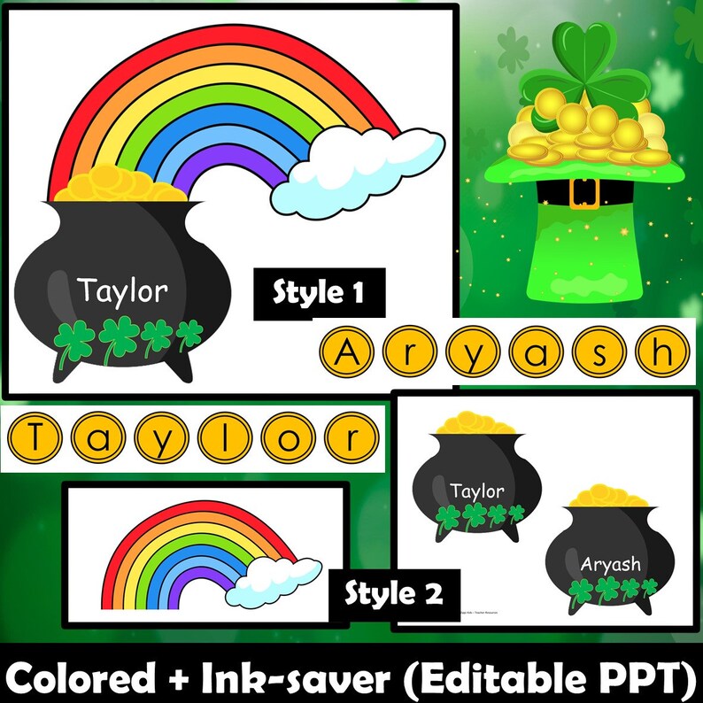 Pot of Gold Name Craft, St Patricks Day Craft Activities, Editable Name ...