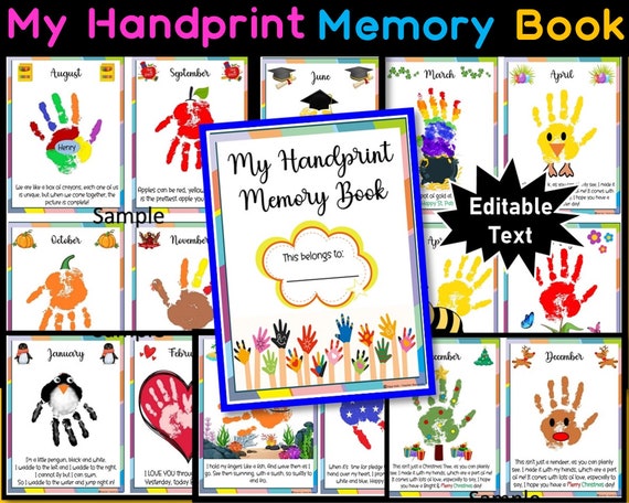 My Handprint Memory Book With Poems Year-long Printable - Etsy