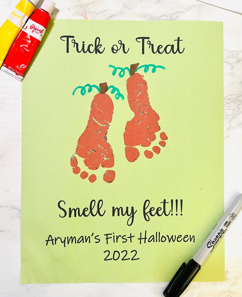 Halloween Footprint Keepsake Art, Baby First Halloween Footprint ...