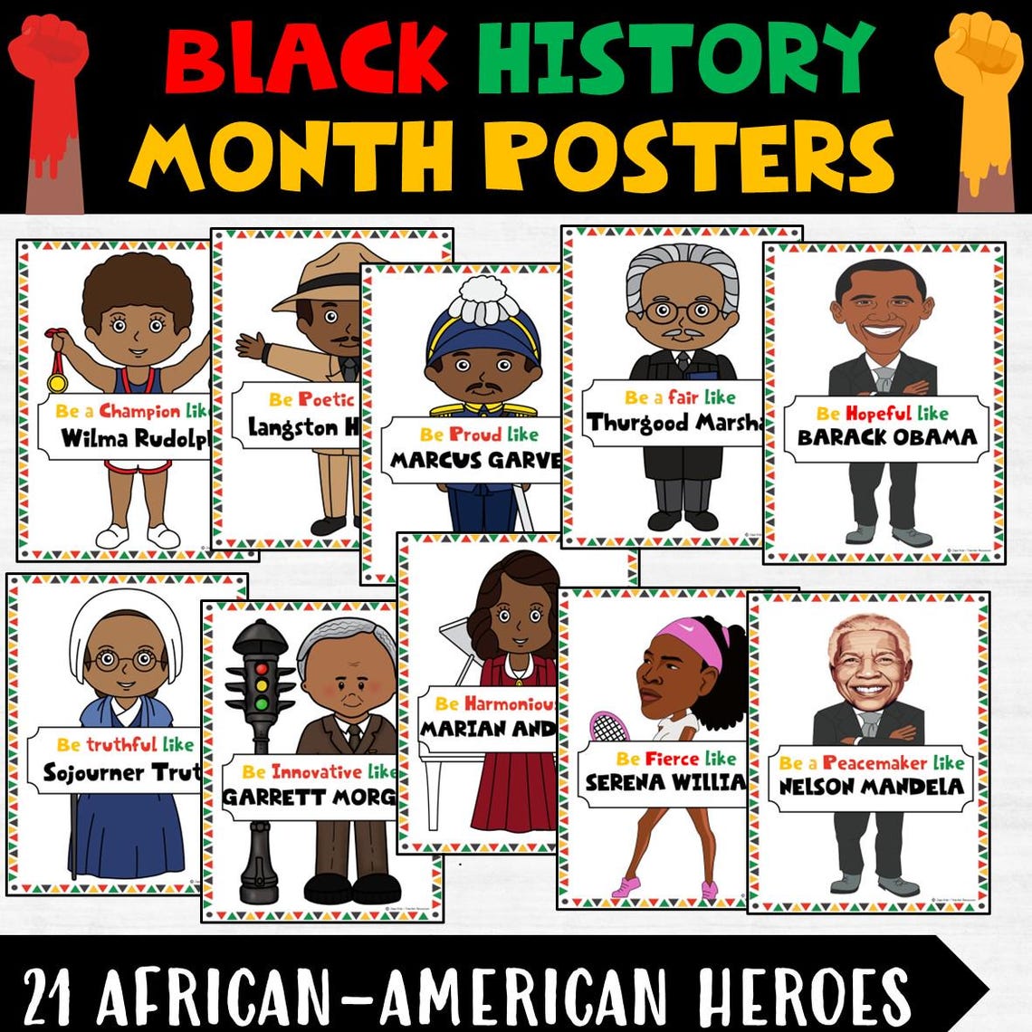 Black History Month Bulletin Board Kit , 21 African-american Hero ...