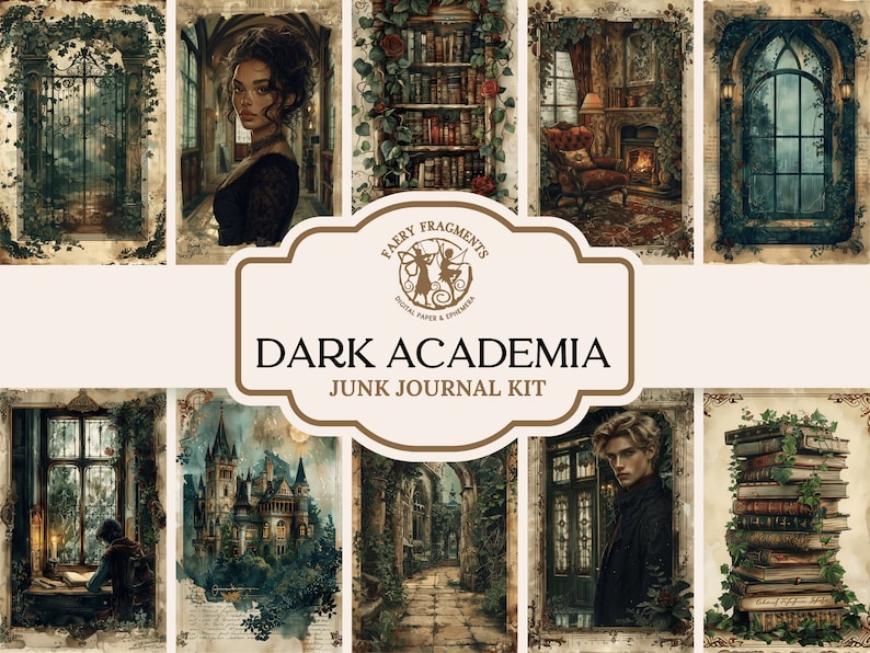 Dark Academia Junk Journal Kit, Magic School Scrapbook Pages, Library ...